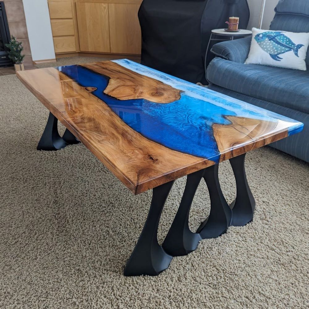 Metal Coffee Table Legs 202 Radix 16H Live Edge Tabletop | Flowyline Design