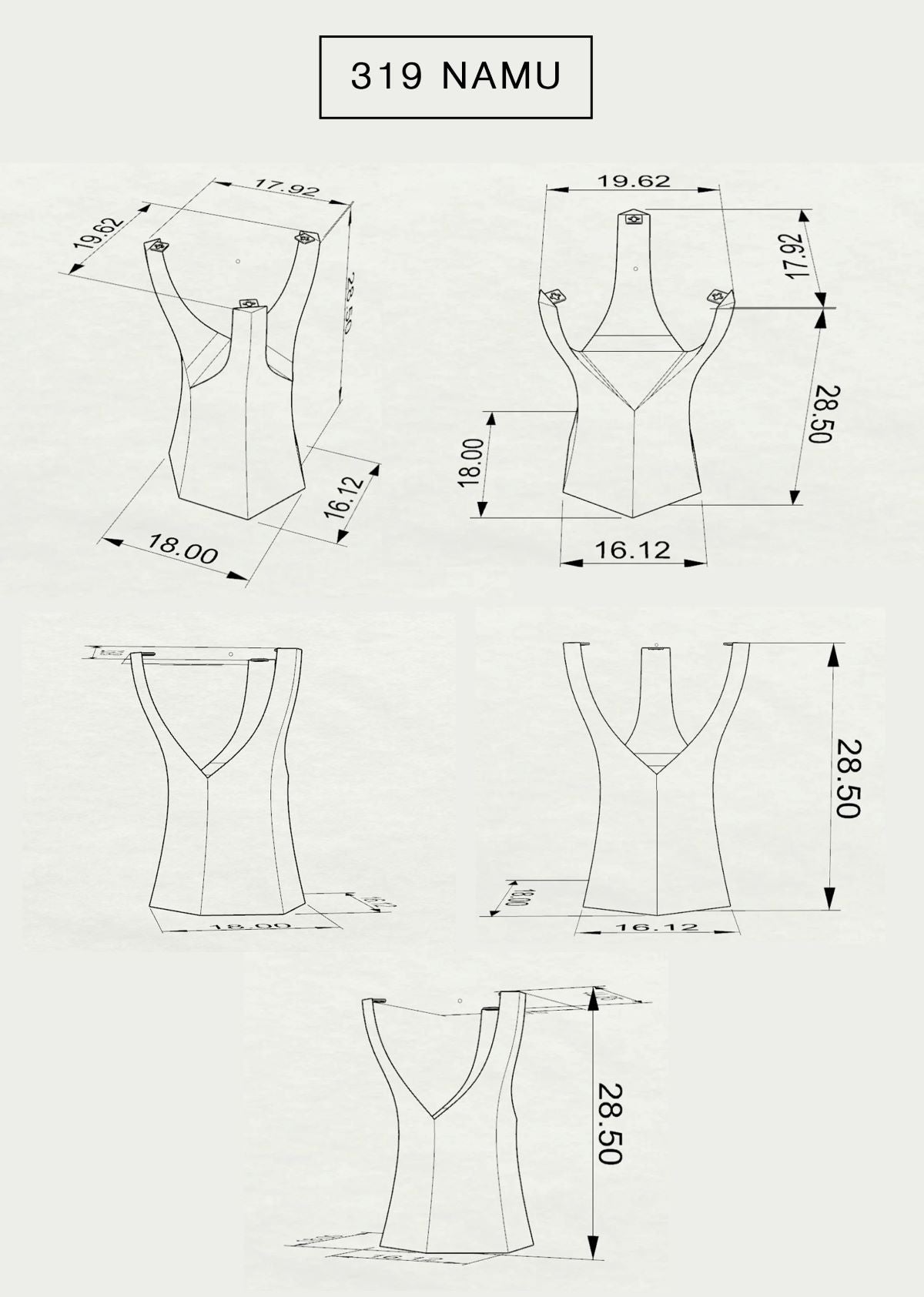 Table Base 319 Namu 28H Metal Kitchen Design Furniture - Flowyline