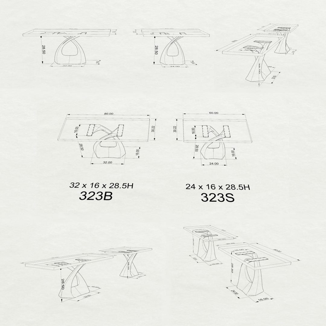 Table Base 323 Tulipe 28H for Round Tabletop - Flowyline Design