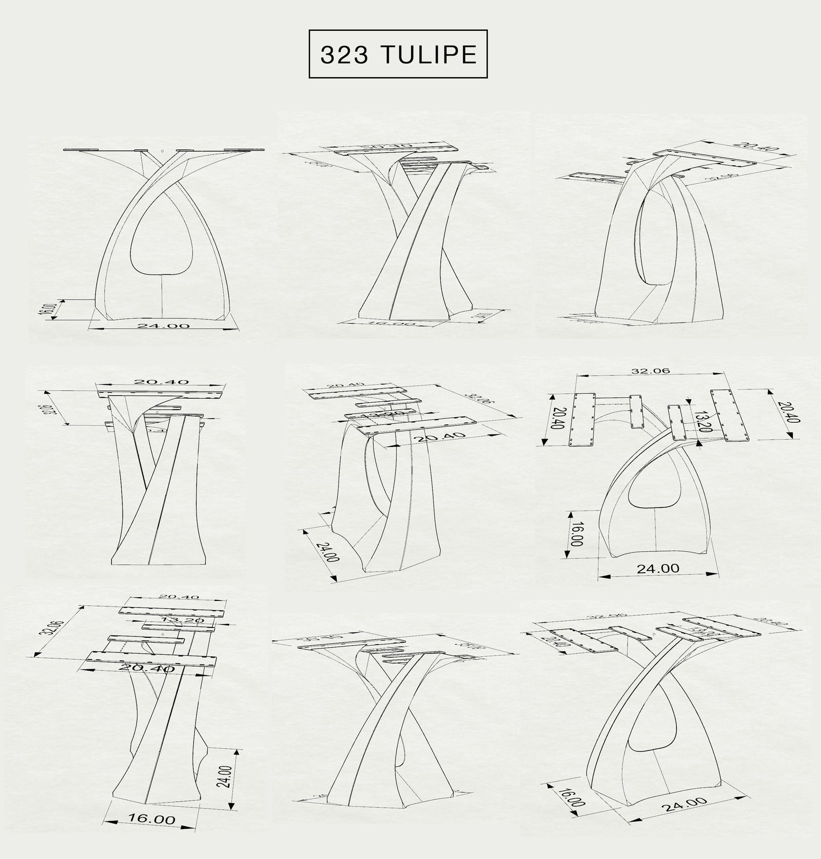 Table Base 323 Tulipe 28H for Round Tabletop - Flowyline Design