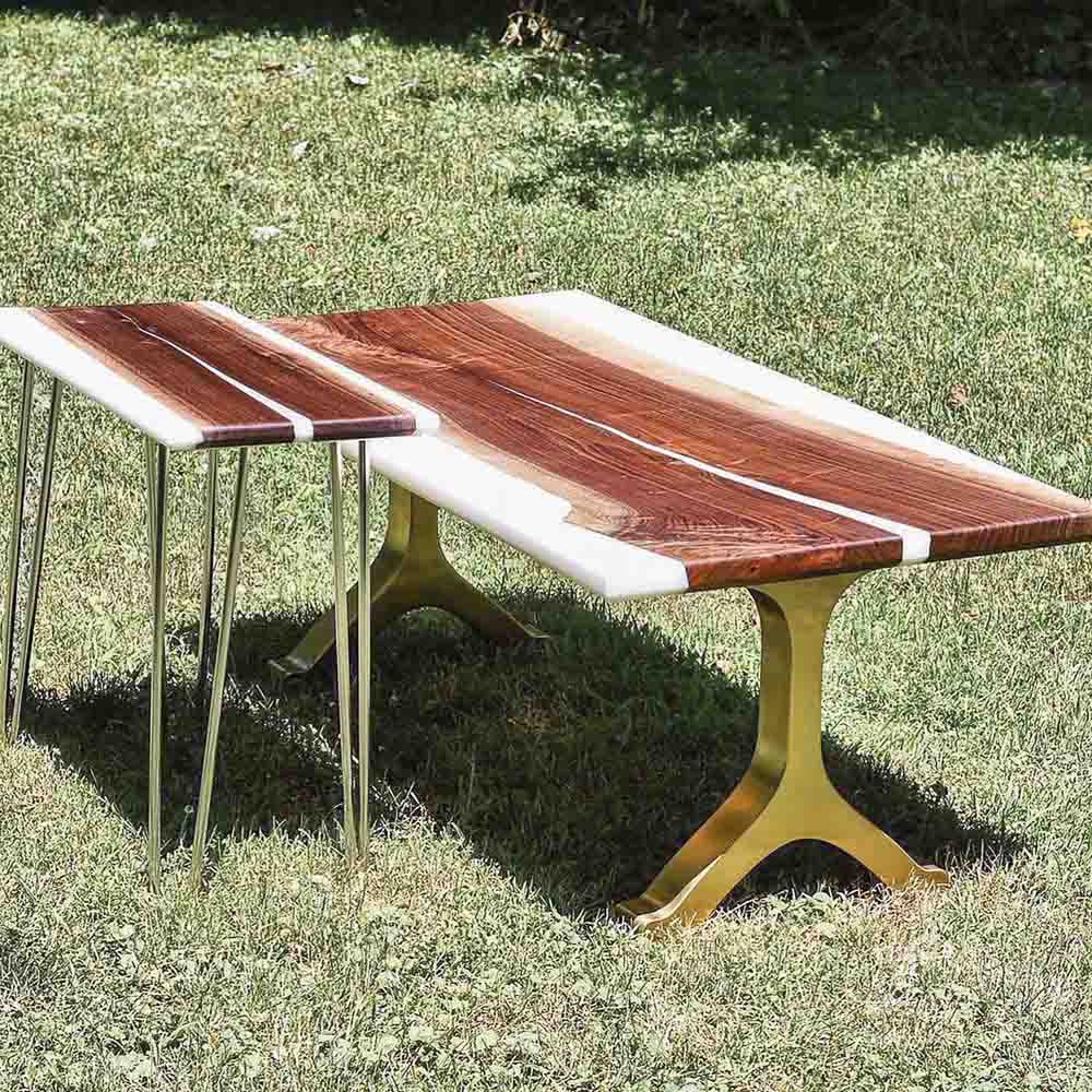 Gold Bench Legs 112 Wishbone 16H for Live Edge Tabletop