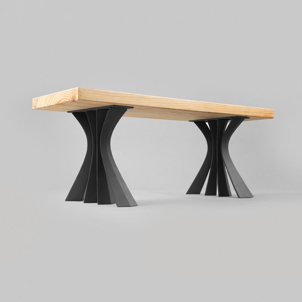 Bench Legs 126 Akro 16H for Modern Live Edge Table Top - Flowyline