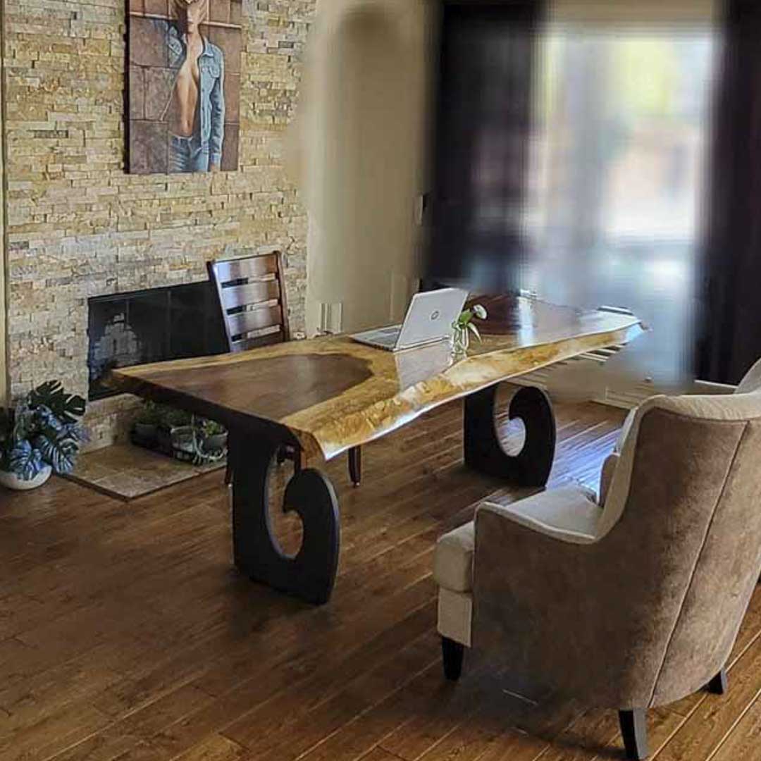 Metal Table Legs 406 Luma Modern with Live Edge Tabletop | Flowyline Design