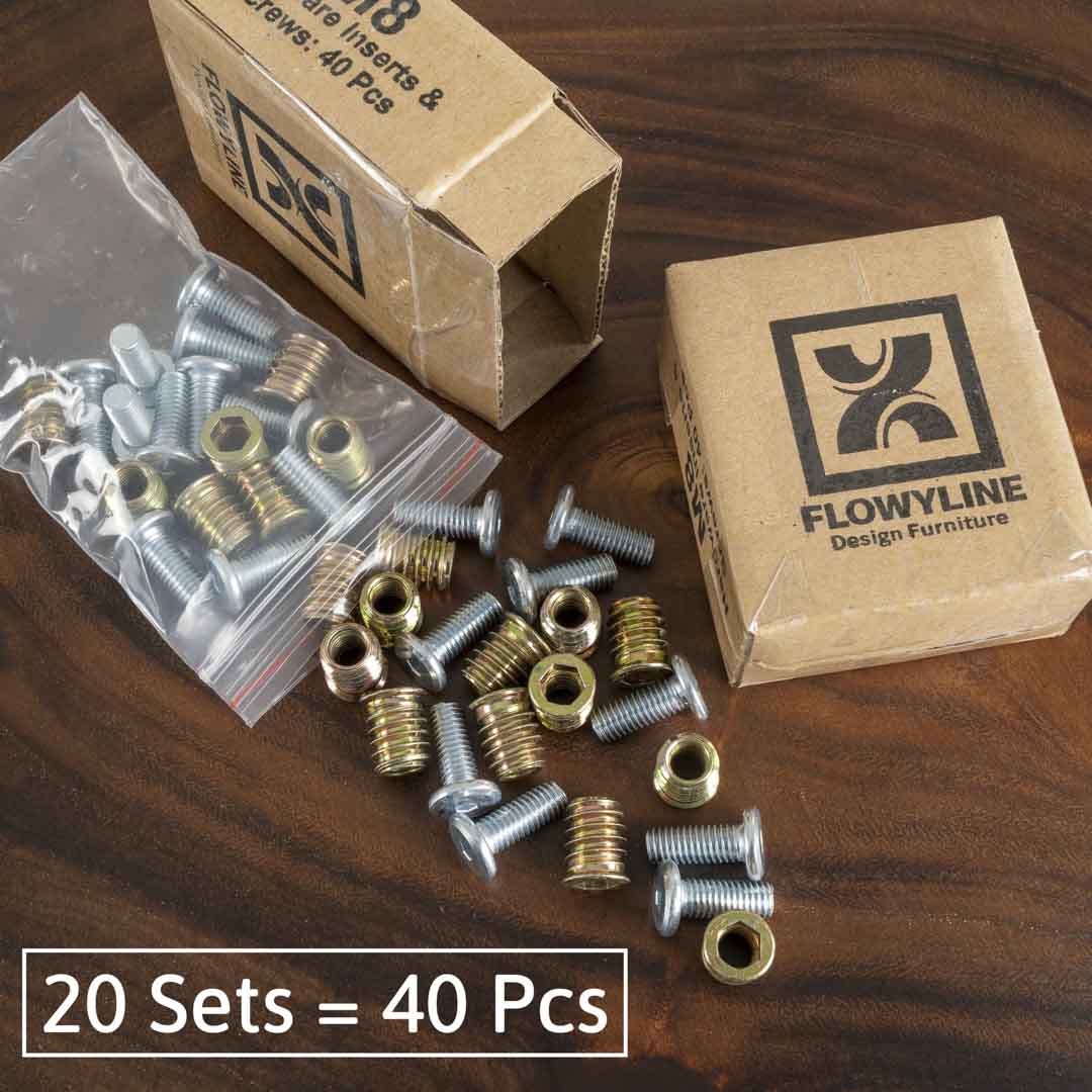 Threaded Inserts And Bolts for Furniture Legs | Size M6 and M8 – Flowyline