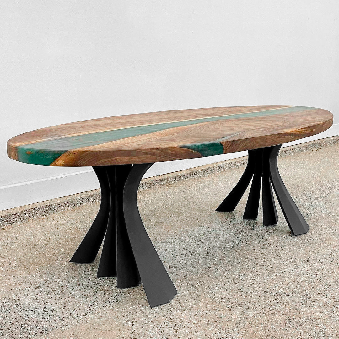 Bench Legs 126 Akro 16H for Modern Live Edge Table Top - Flowyline