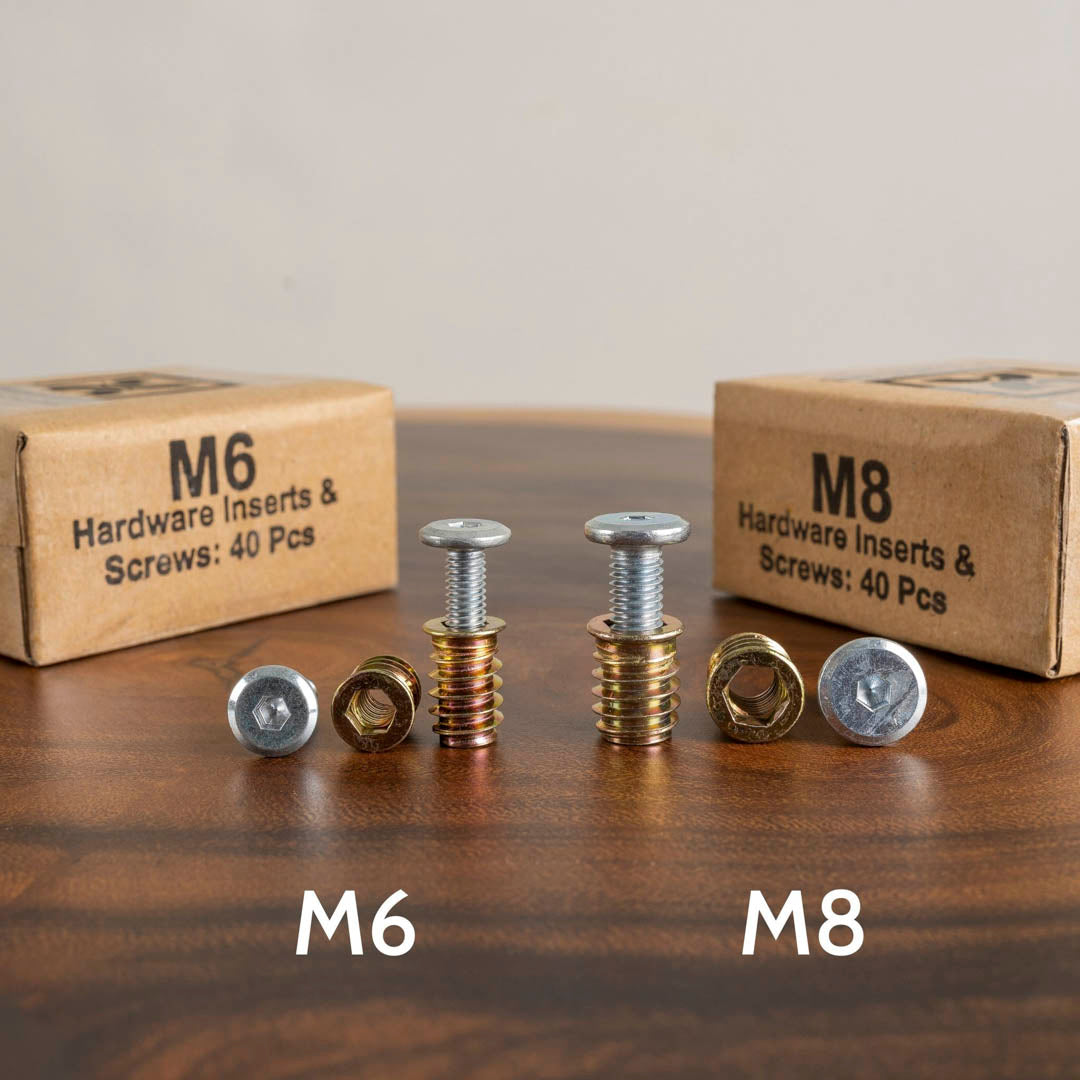 Threaded Inserts And Bolts for Furniture Legs | Size M6 and M8