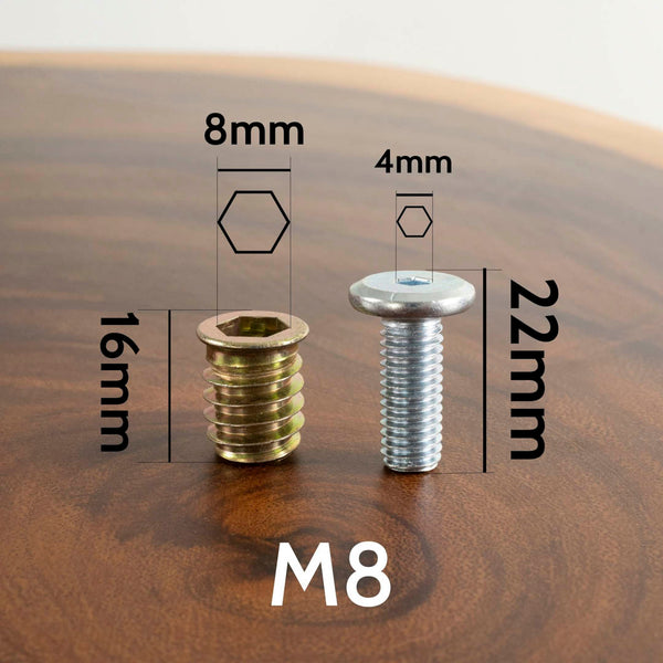 Table Legs Hardware | Threaded Insert and Bolts | Flowyline Design