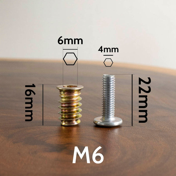 Table Legs Hardware | Threaded Insert and Bolts | Flowyline Design